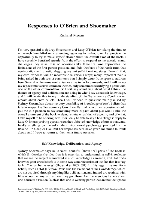 (PDF) Responses to O'Brien and Shoemaker