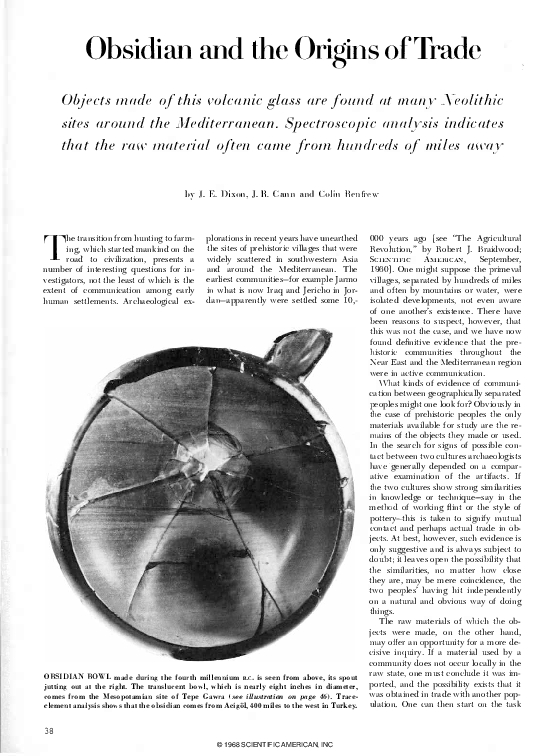 (PDF) Obsidian and the Origins of Trade