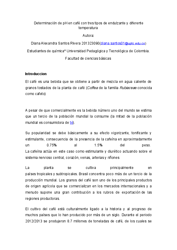 (DOC) Determinación de pH en café con tres tipos de endulzante y ...