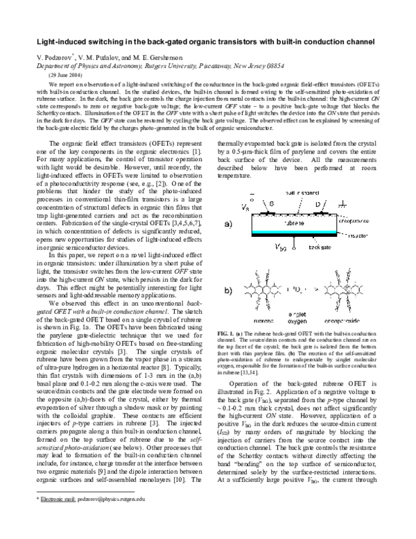 (PDF) Light-induced switching in the back-gated organic transistors ...