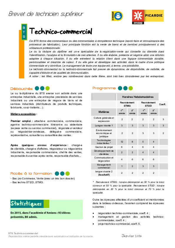 Le Projet technico-commercial
