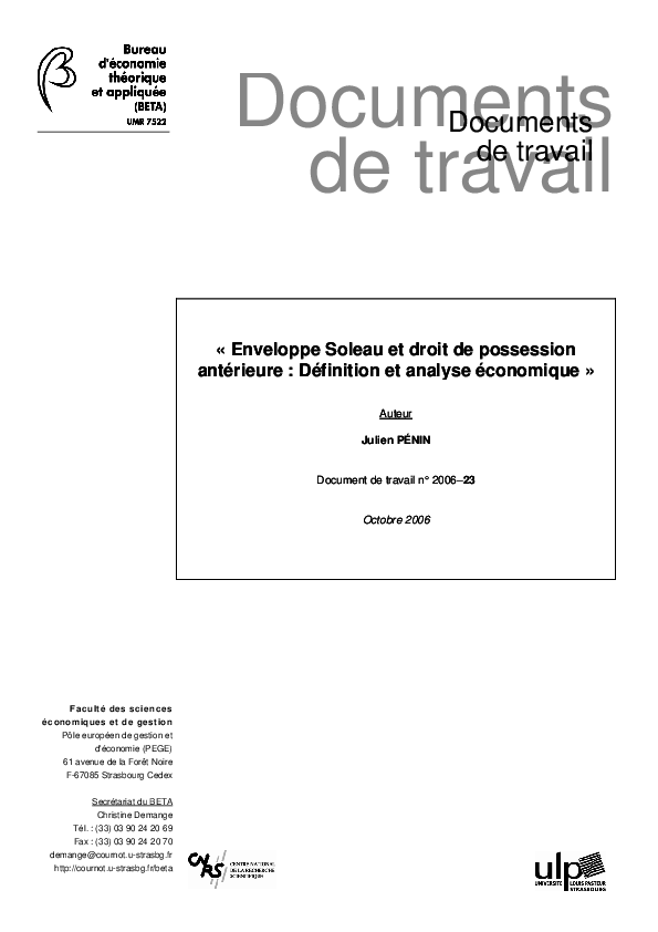 (PDF) Enveloppe Soleau et droit de possession ant rieure : D finition ...