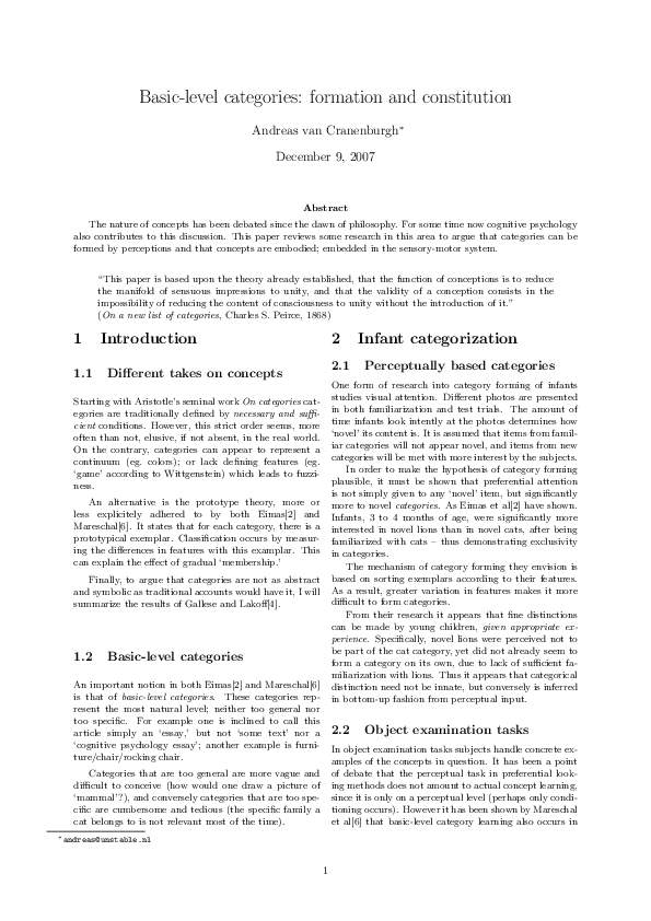 (PDF) Basic-level categories: formation and constitution | Andreas Van ...