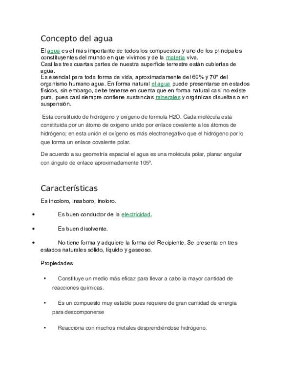 (DOC) Concepto del agua