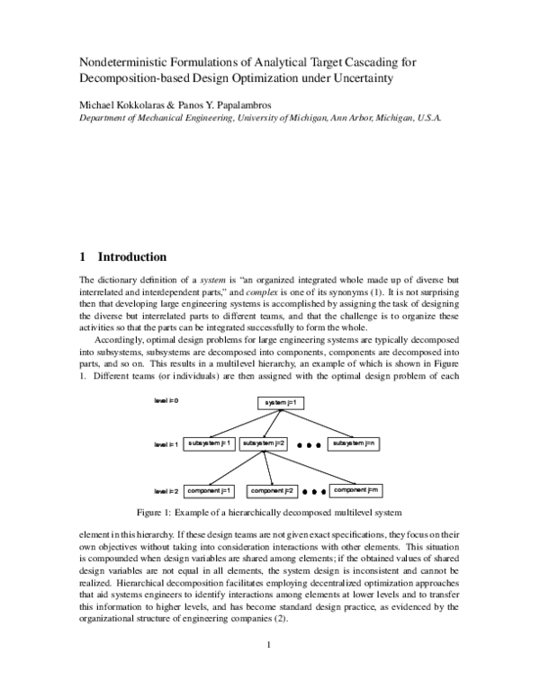 (PDF) Nondeterministic Formulations of Analytical Target Cascading for Decomposition-based ...