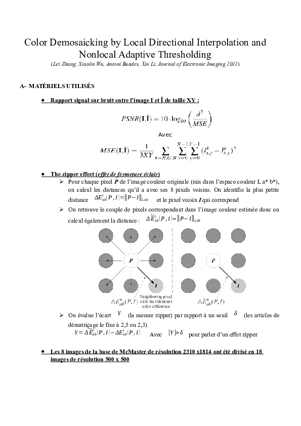 (DOC) Color Demosaicking by Local Directional Interpolation and ...