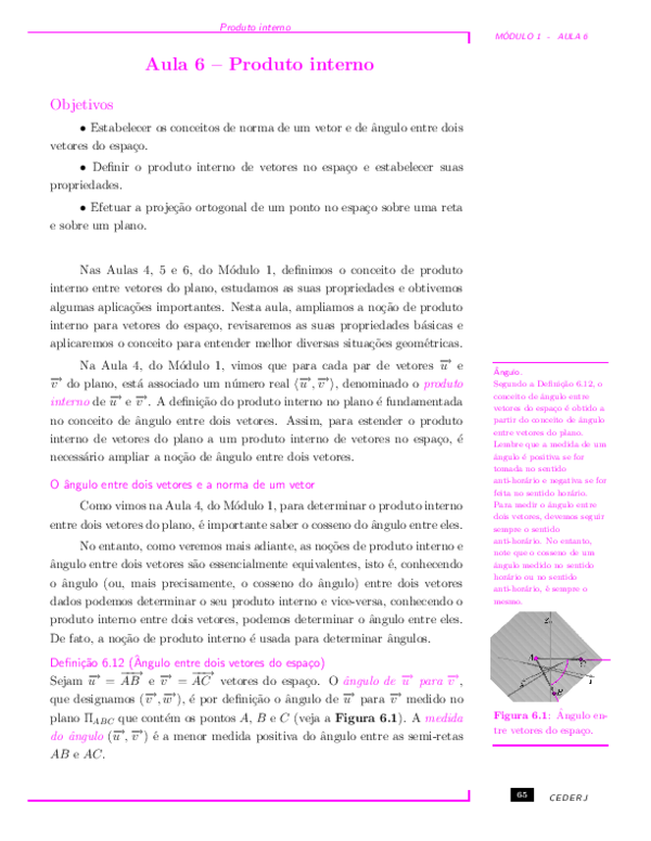 (PDF) Aula 6 – Produto interno