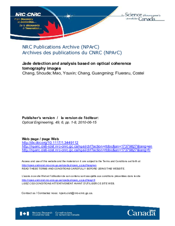 (PDF) Jade detection and analysis based on optical coherence tomography ...