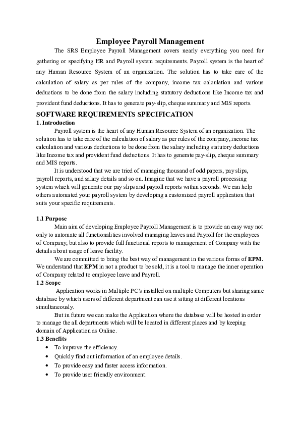 (DOC) Employee Payroll Management