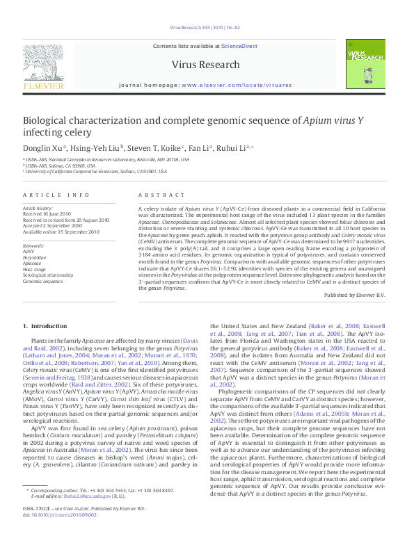 (PDF) Biological characterization and complete genomic sequence of ...