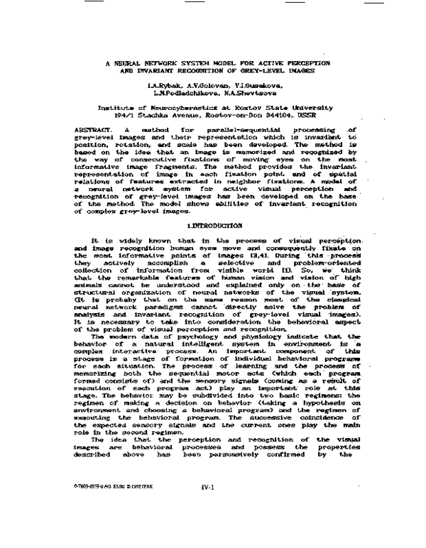 Pdf A Neural Network System Model For Active Perception And Invariant Recognition Of Grey