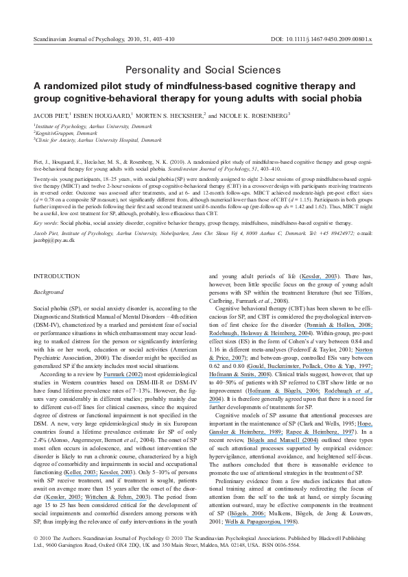(PDF) A randomized pilot study of mindfulness-based cognitive therapy and group cognitive ...