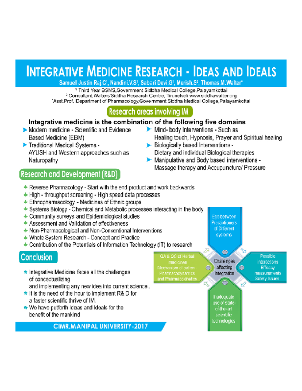 (PDF) Integrative Medicine Research - Ideas and Ideals