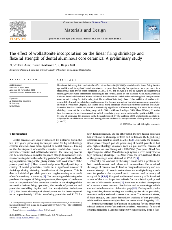 (PDF) The effect of wollastonite incorporation on the linear firing ...