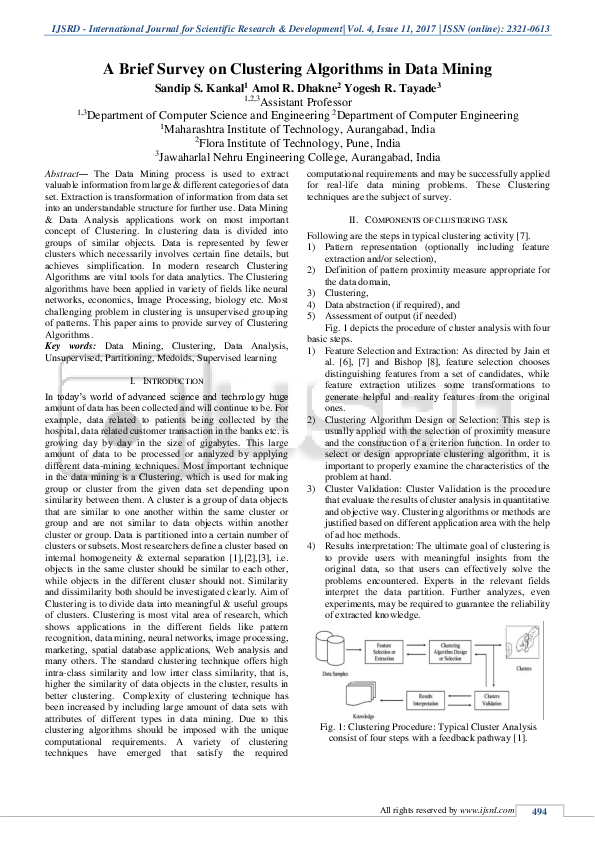 Pdf A Brief Survey On Clustering Algorithms In Data Mining
