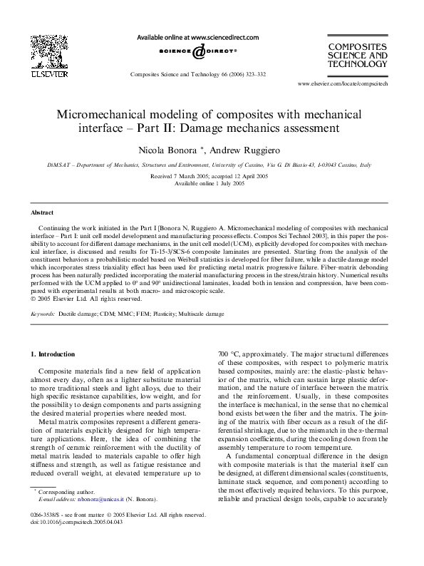 (PDF) Micromechanical modeling of composites with mechanical interface ...