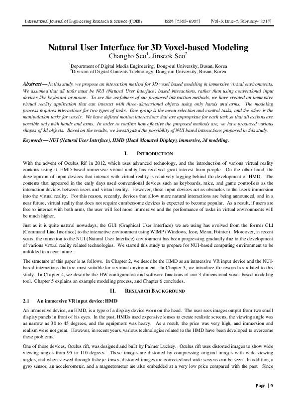 (PDF) Natural User Interface for 3D Voxel-based Modeling