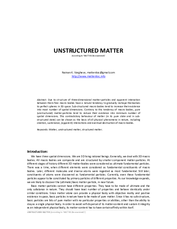(PDF) Unstructured matter