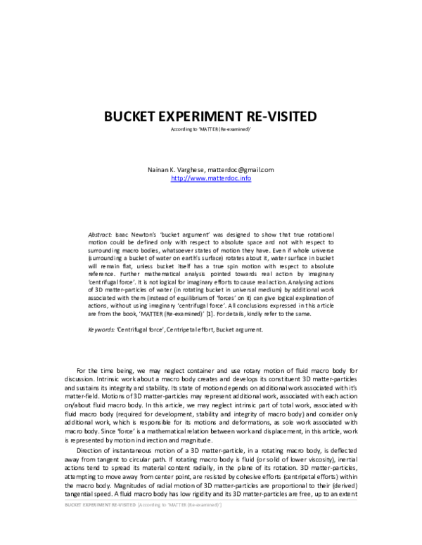 (PDF) Bucket experiment revisited