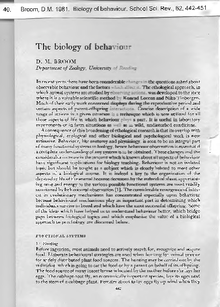 (PDF) Biology of Behaviour | Donald M Broom - Academia.edu