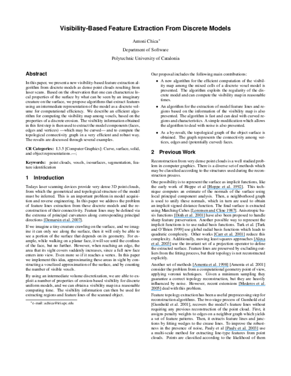 Pdf Visibility Based Feature Extraction From Discrete Models