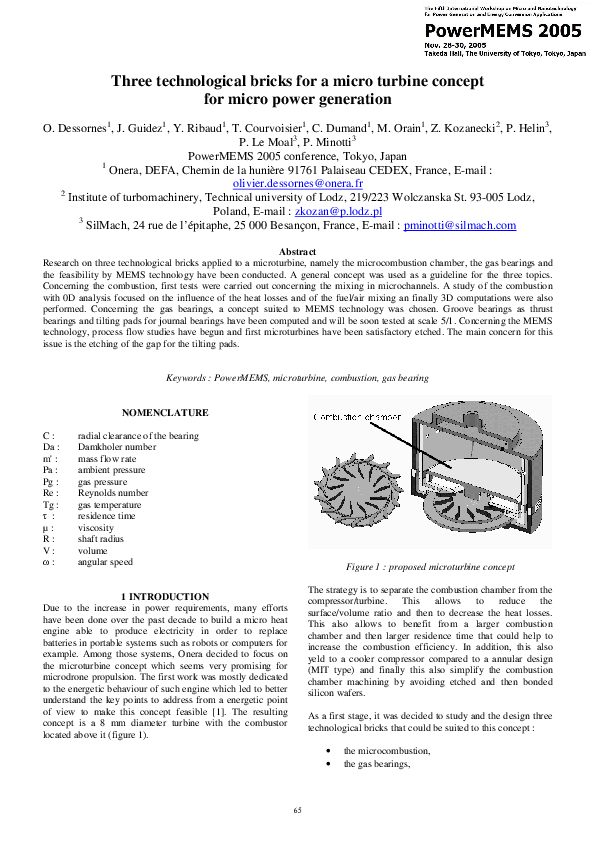 (PDF) Three technological bricks for a micro turbine concept for micro ...
