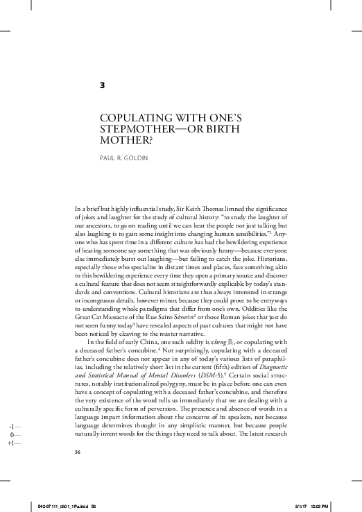 (PDF) Copulating with One's Stepmother—Or Birth Mother?