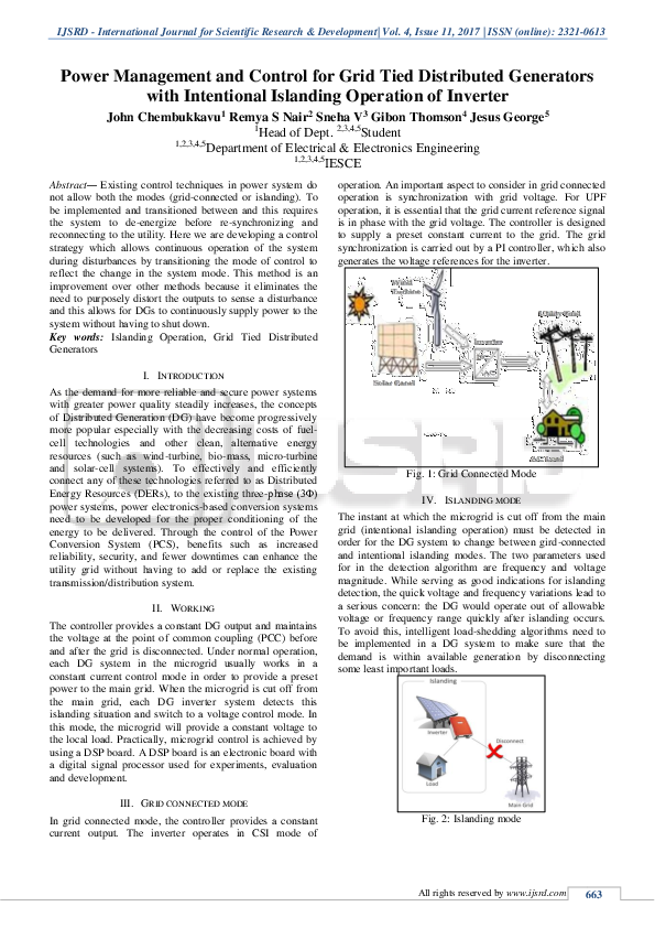 Pdf Power Management And Control For Grid Tied Distributed Generators