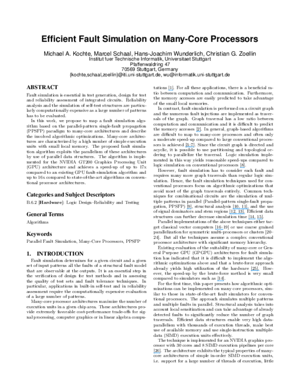 (PDF) Efficient fault simulation on many-core processors