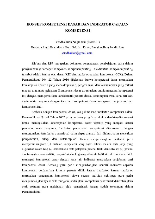 (DOC) KONSEP KOMPETENSI DASAR DAN INDIKATOR CAPAIAN KOMPETENSI