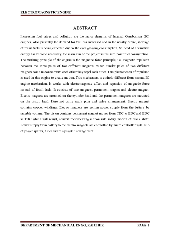 (DOC) Electromagnetic piston engine