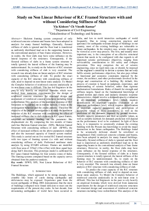 (PDF) Study on Non Linear Behaviour of R.C Framed Structure with and ...