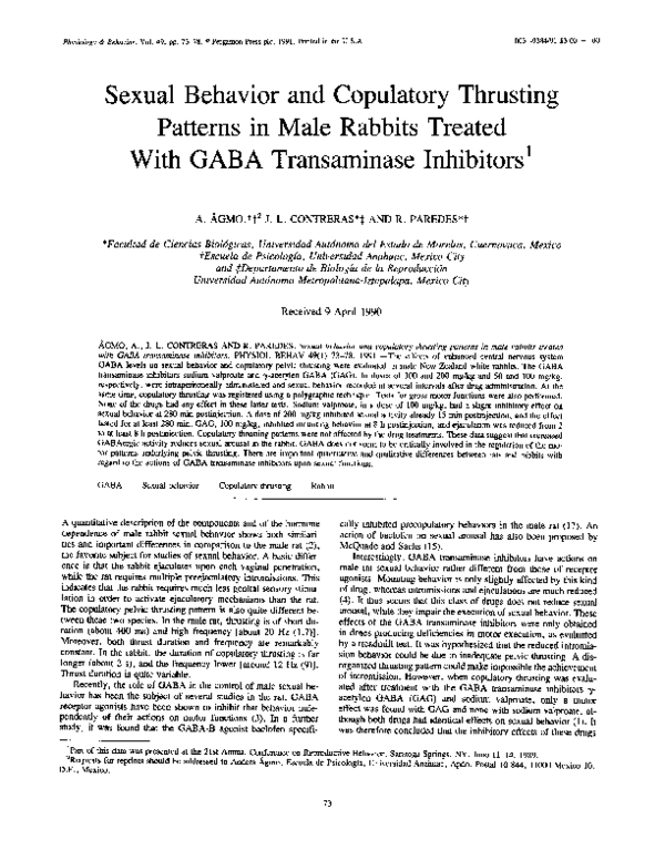 (PDF) Sexual behavior and copulatory thrusting patterns in male rabbits ...