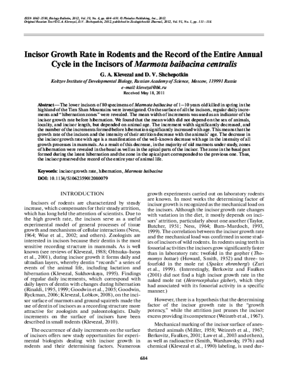 (PDF) Incisor growth rate in rodents and the record of the entire annual cycle in the incisors ...
