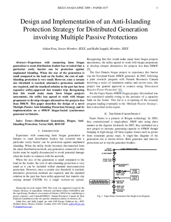 (PDF) Design and implementation of an Anti-Islanding Protection Strategy for distributed ...