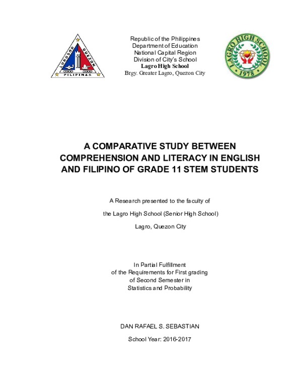 (DOC) A COMPARATIVE STUDY BETWEEN COMPREHENSION AND LITERACY IN ENGLISH ...