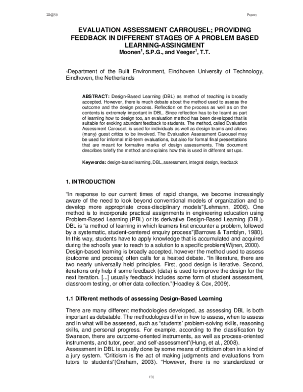 (PDF) EVALUATION ASSESSMENT CARROUSEL; PROVIDING FEEDBACK IN DIFFERENT ...