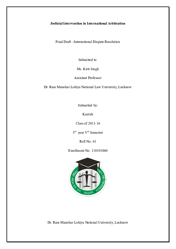 (DOC) Judicial Intervention in International Arbitration