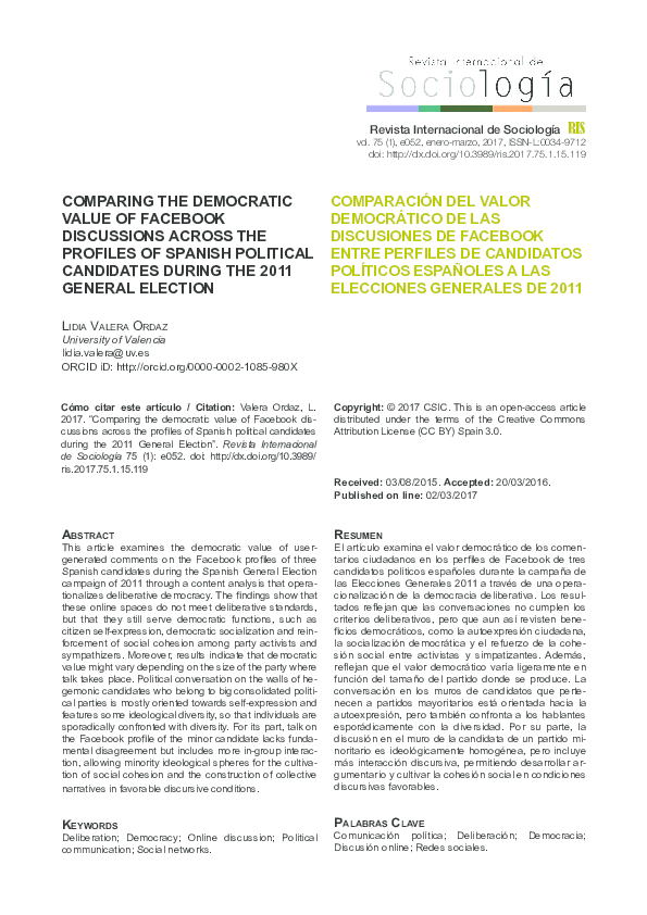 (PDF) Comparing the democratic value of Facebook discussions across the ...