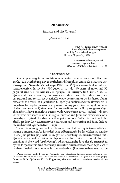 (PDF) DISKUSSION Ixmann and the Gavagai | joseph agassi - Academia.edu