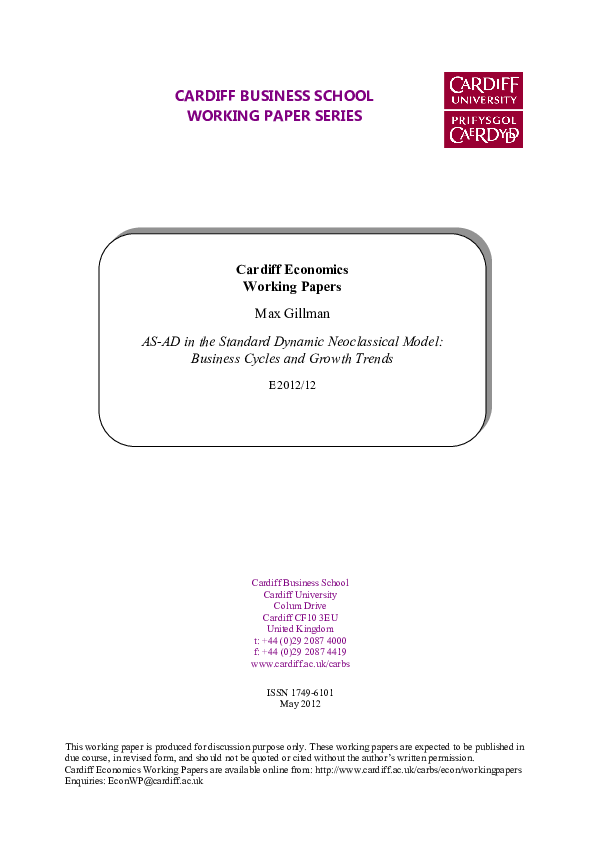 (PDF) AS-AD in the Standard Dynamic Neoclassical Model: Business Cycles ...