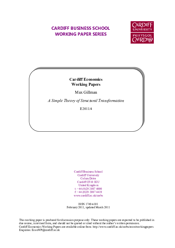 (PDF) A Simple Theory of Structural Transformation