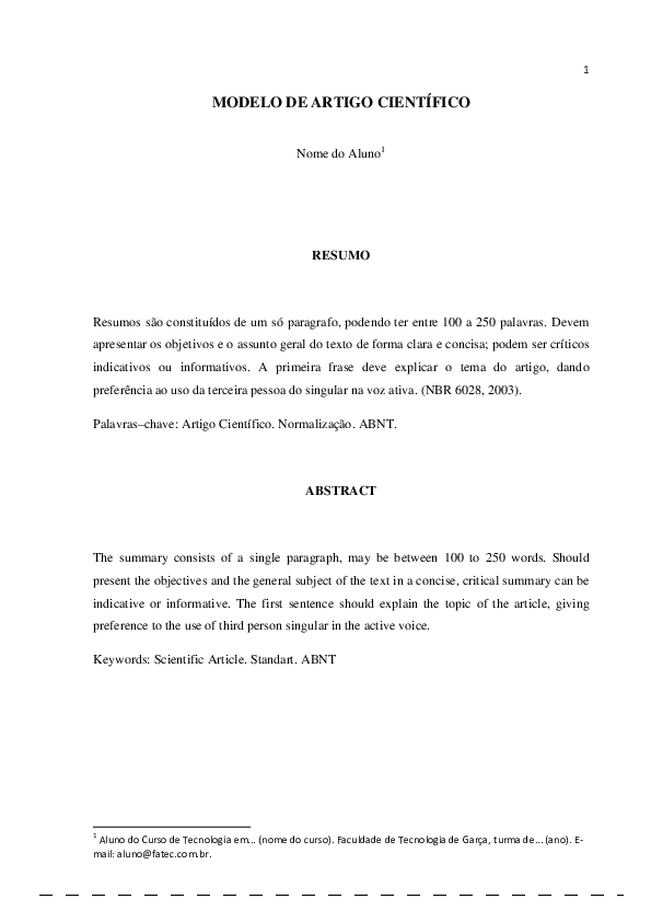 Formato De Resumo Do Artigo