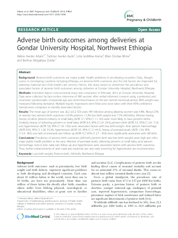 (PDF) Adverse Birth Outcomes