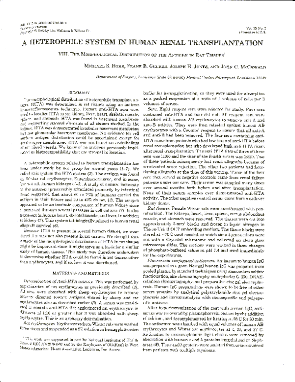 (PDF) A Heterophile System in Human Renal Transplantation VIII The ...