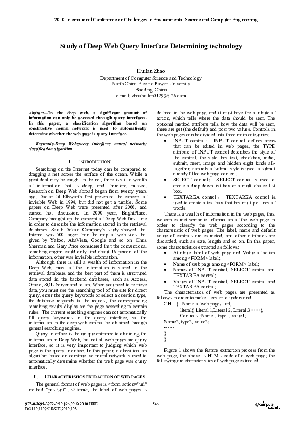 (PDF) Study of Deep Web Query Interface Determining technology | Daniel Solano - Academia.edu
