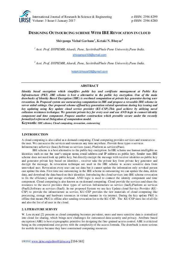 (PDF) DESIGNING OUTSOURCING SCHEME WITH IBE REVOCATION IN CLOUD