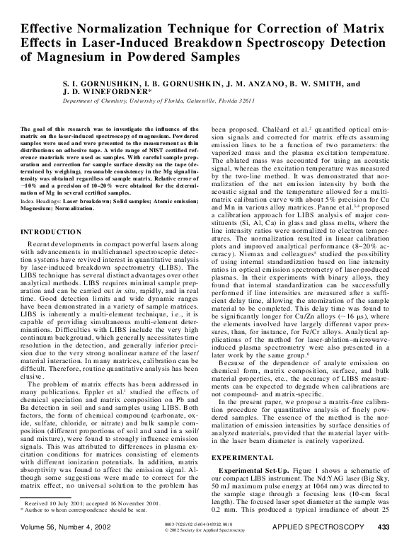 (PDF) Effective Normalization Technique for Correction of Matrix Effects in Laser-Induced ...