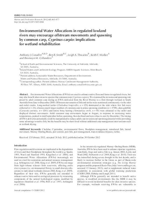 (PDF) Environmental Water Allocations in regulated lowland rivers may ...