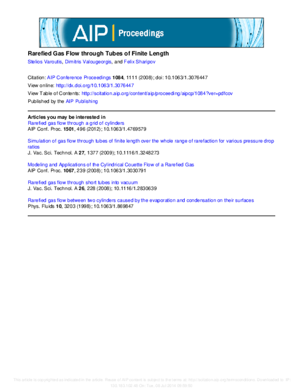 (PDF) Rarefied Gas Flow through Tubes of Finite Length